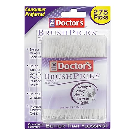 Amazon.com: The Doctor's BrushPicks Interdental Toothpicks, 275 Picks ...