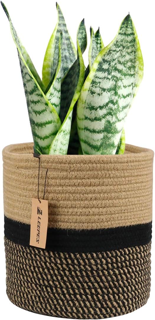 Amazon.com: Leepes Jute Rope Plant Basket Modern Woven Basket for 10 ...