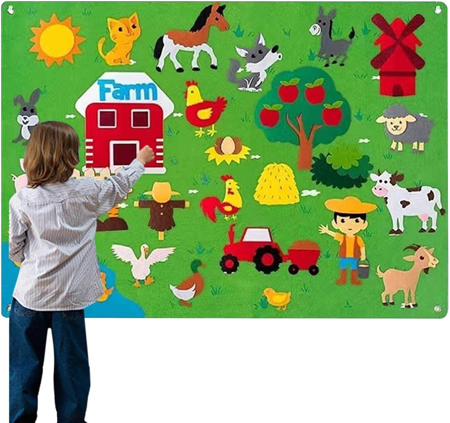 Childrens Teaching Felt Board, 3.5Ft Flannel Graphs For Children Farm ...
