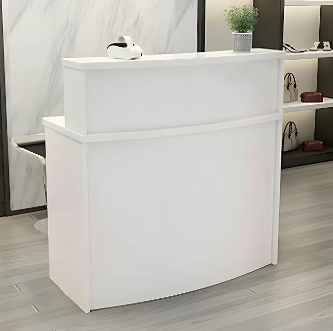 Amazon.com: UGOS Mono White Modern Reception Desk w/Transaction Counter ...