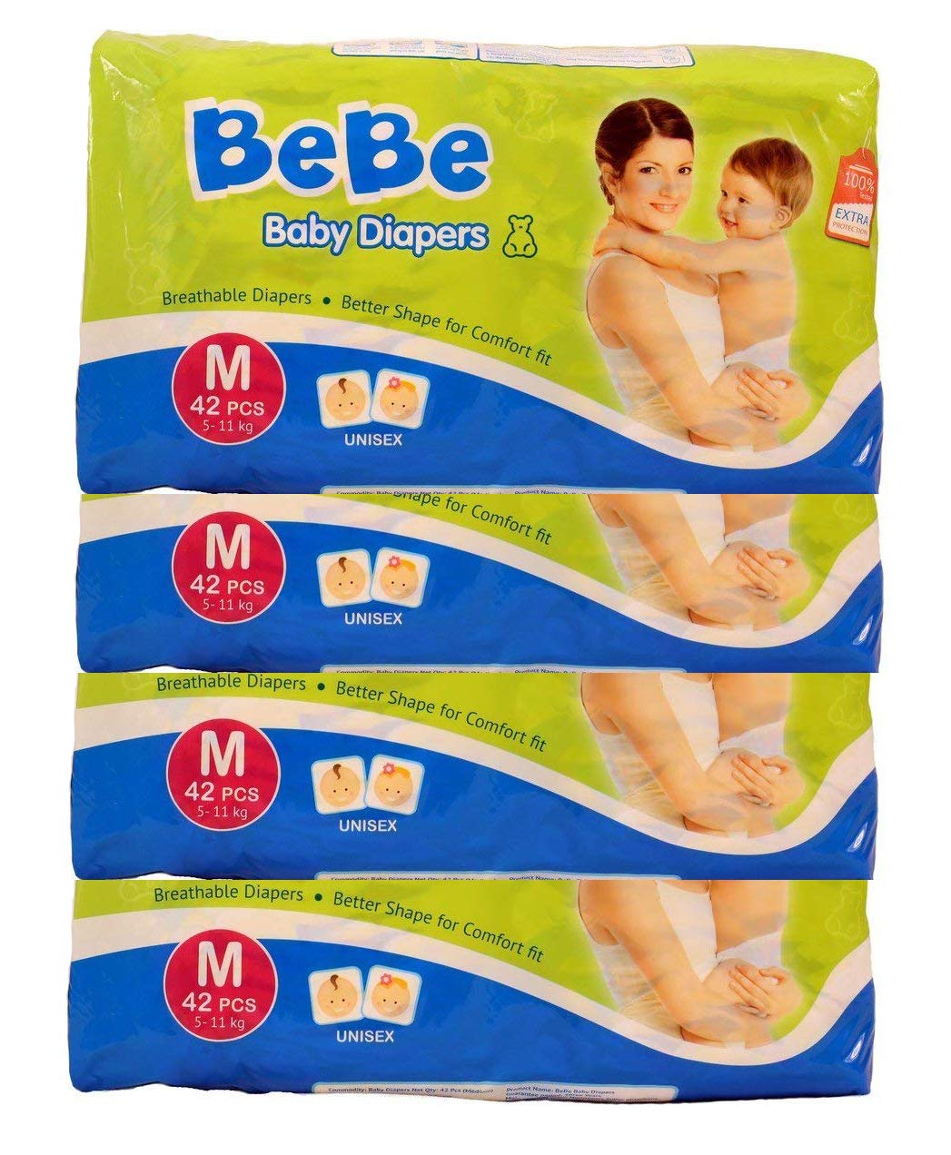 Buy Bebe Baby Diapers (Medium, 42 Pieces) Pack of 4 Online at Low ...