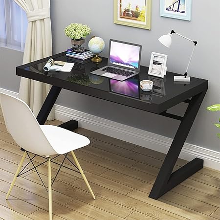 Amazon.com: Glass Computer Desk with Metal Frame, Home Office Desks ...