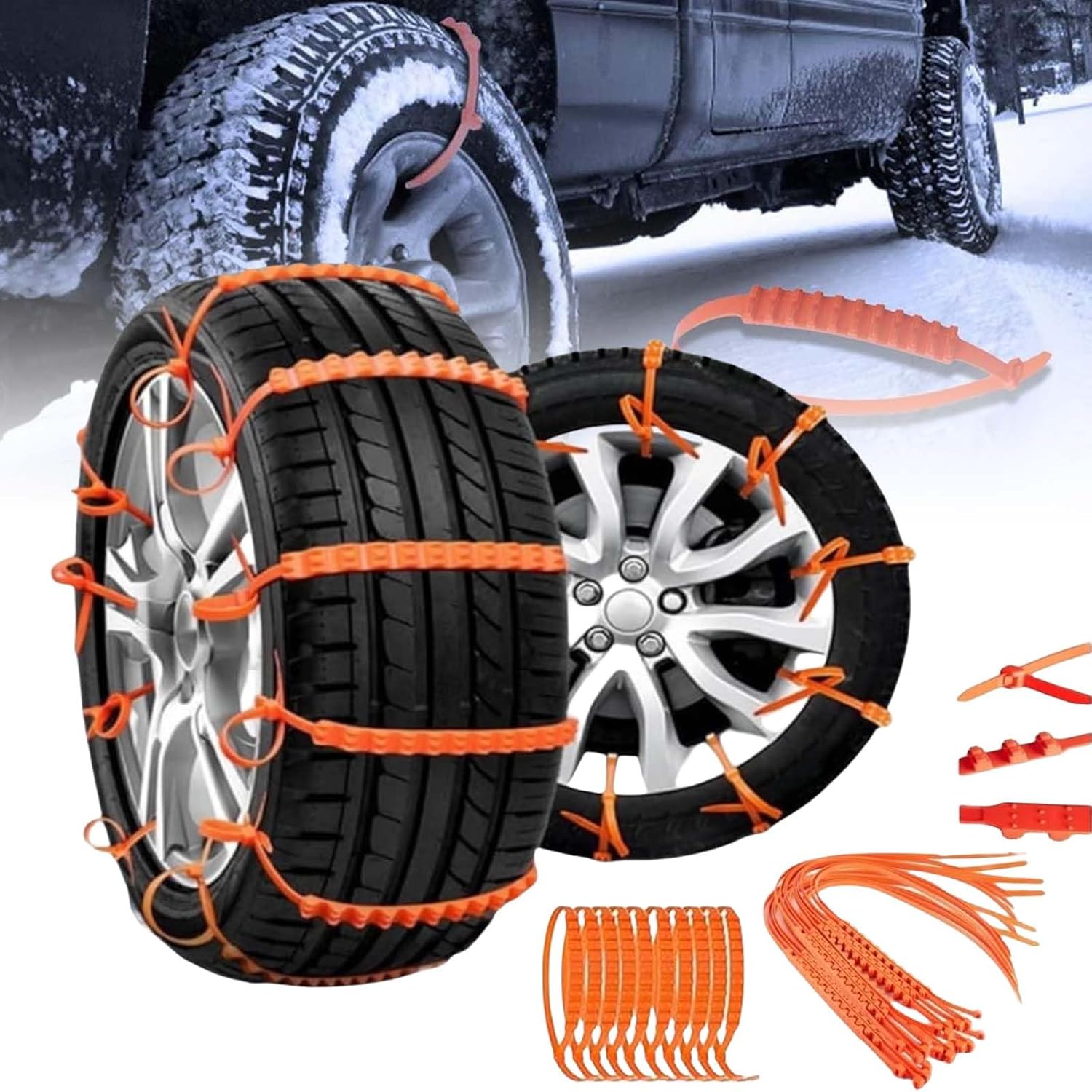 Amazon.com: Reusable Anti Snow Chains, 2025 Upgrade Portable Snow Tire Chains, Winter Tire Wheel ...