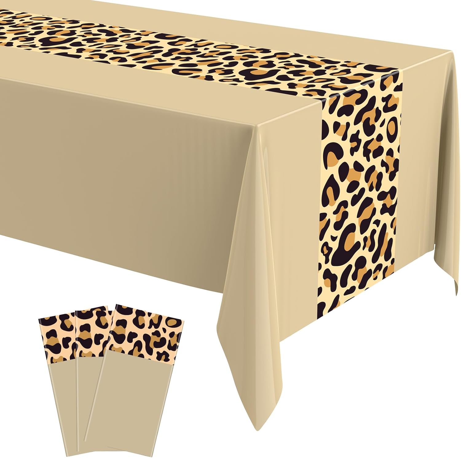 Amazon.com: Buryeah Leopard Print Tablecloth 54 x 108'' Leopard Plastic ...
