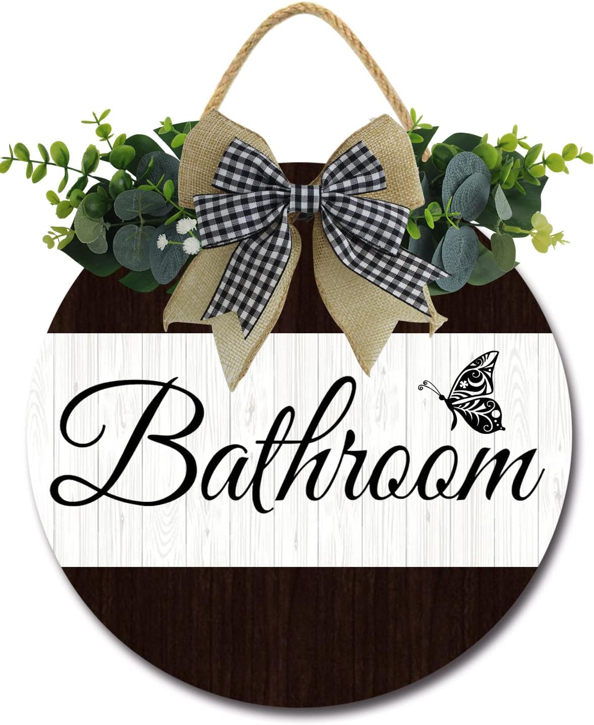 Amazon.com : Sokomurg Bath Sign For Bathroom Door,Rustic Round Wooden ...