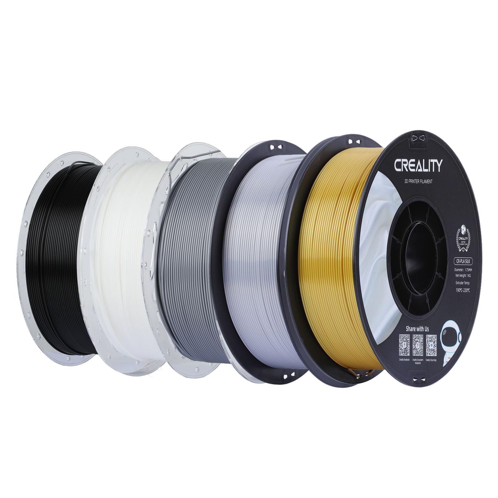 Amazon.com: Creality 3D Printer Filament Bundle, PLA Filament 1.75mm, 5 ...