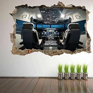 Amazon.com: ZOYLLA Wallpaper Sticker Airplane Cockpit Aircraft Wall Art ...