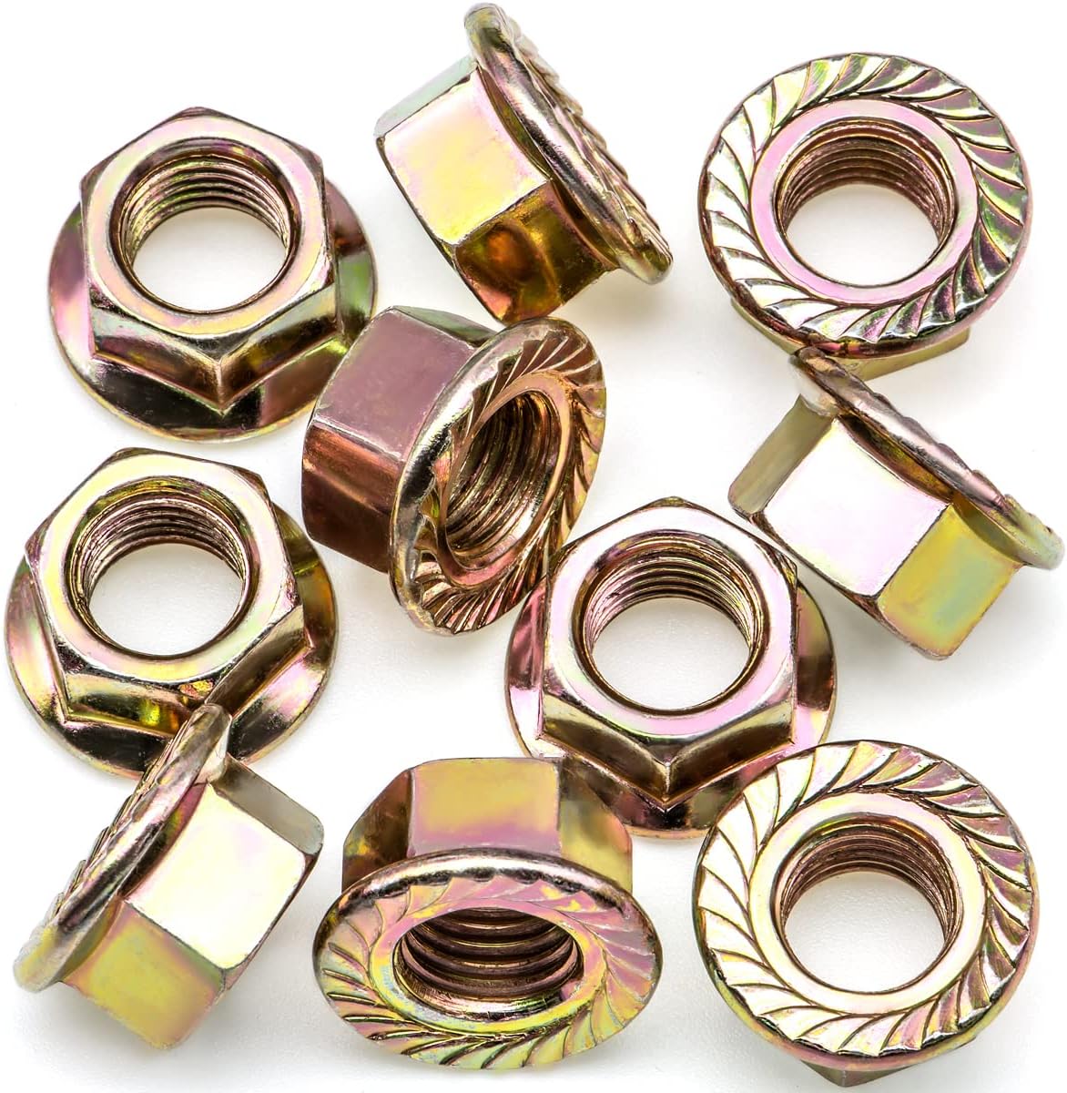 Amazon.com: 4x M10-1.25 Flange Nut Small Head 14mm Hex Copper Plated ...