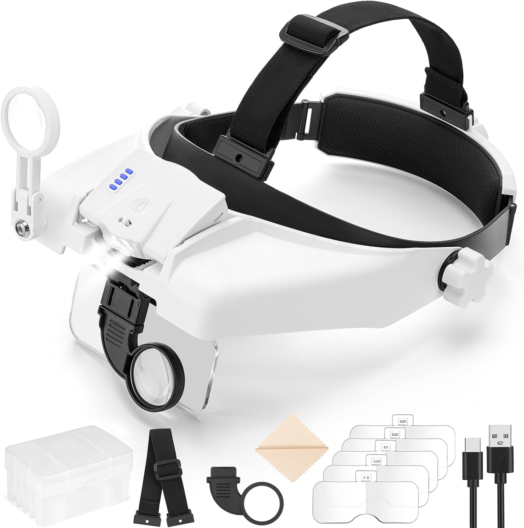 Amazon.com: Dilzekui Black 1X to 14X Headband Magnifying Glass with ...
