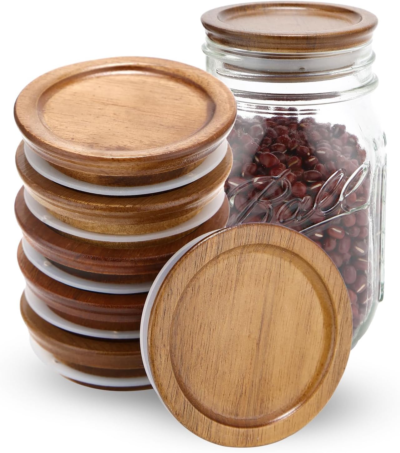 Amazon.com: Wooden Mason Jar Lids, 8 Pcs Bamboo Wooden Storage Lids ...