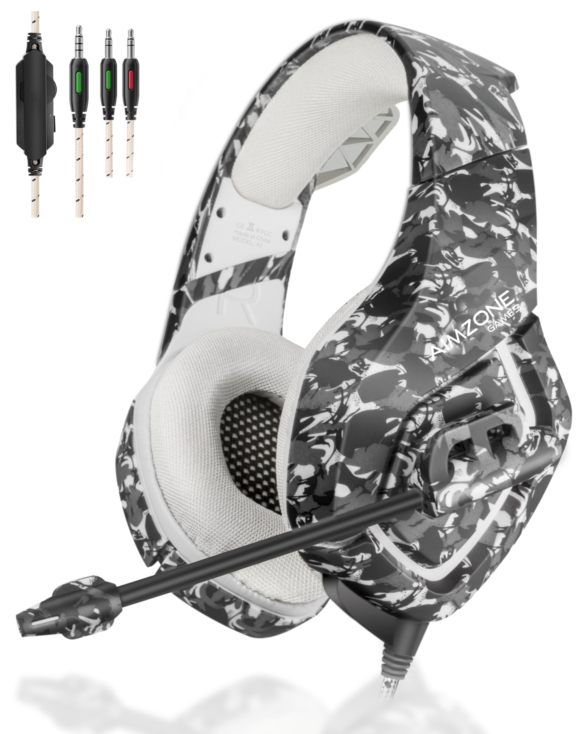 Aimzone Gaming Headphones with Microphone, Over Ear Gaming Headset with ...