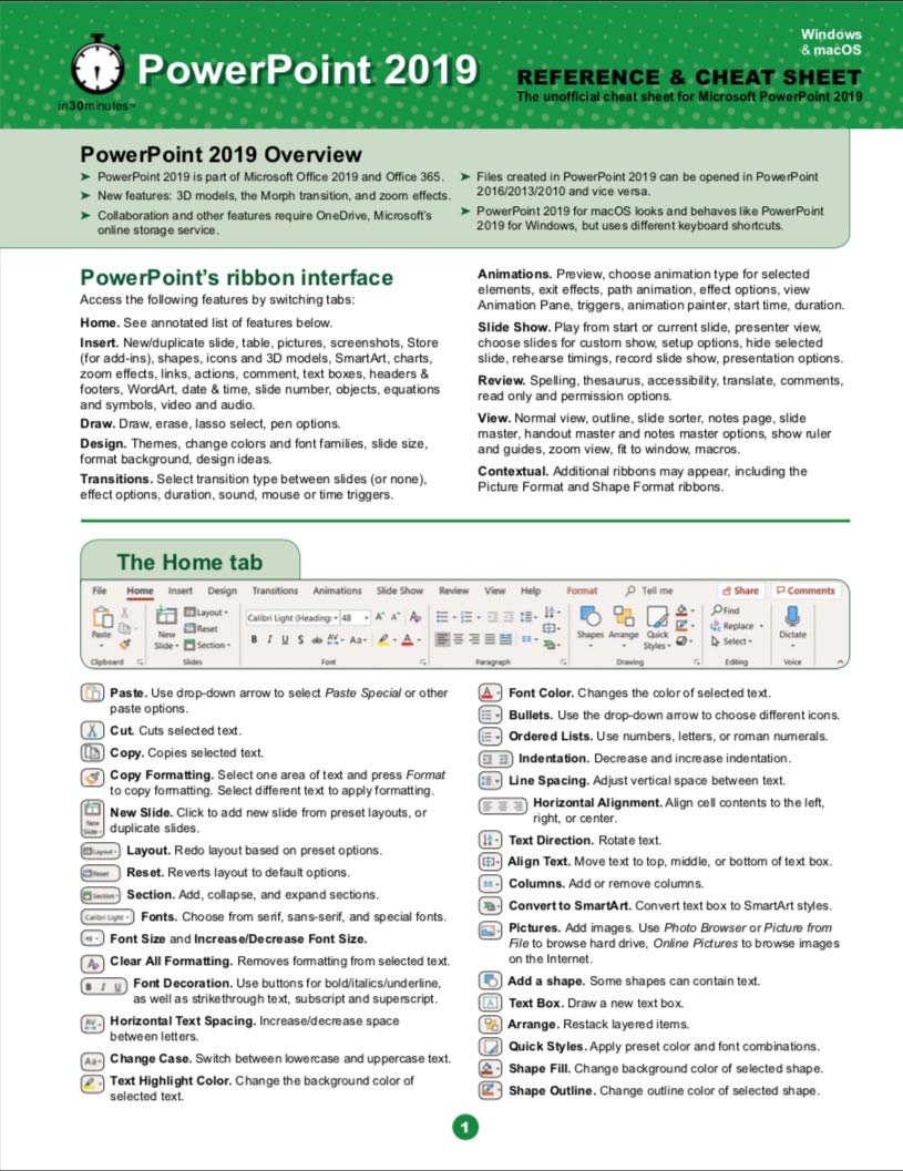 Amazon.co.jp: PowerPoint 2019 Reference and Cheat Sheet: The unofficial ...