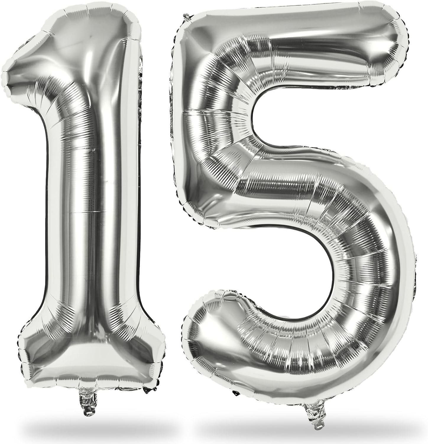 Amazon.com: Number 15 Balloons Silver, Giant Number 1 & 5 Helium Foil ...