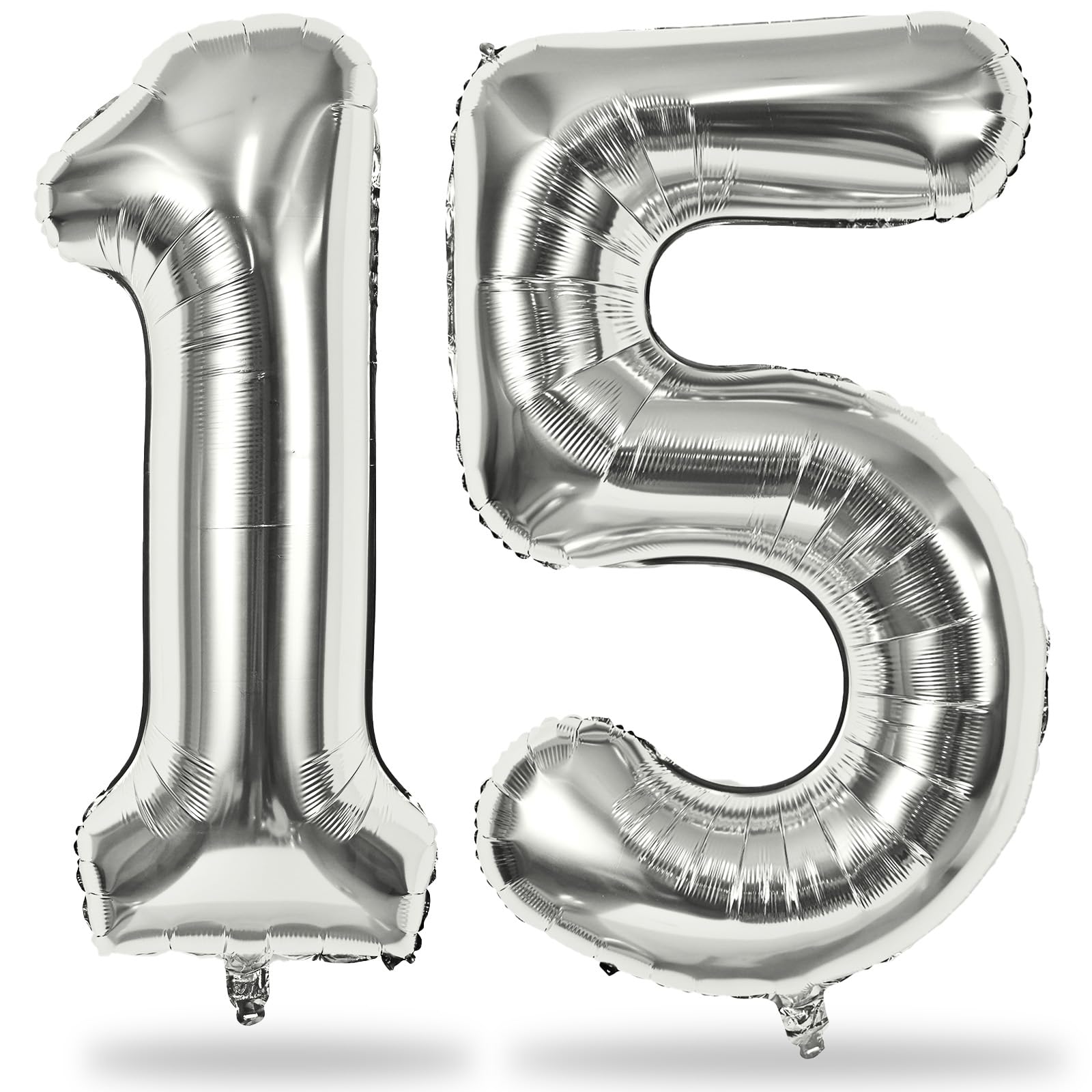Amazon.com: Number 15 Balloons Silver, Giant Number 1 & 5 Helium Foil ...