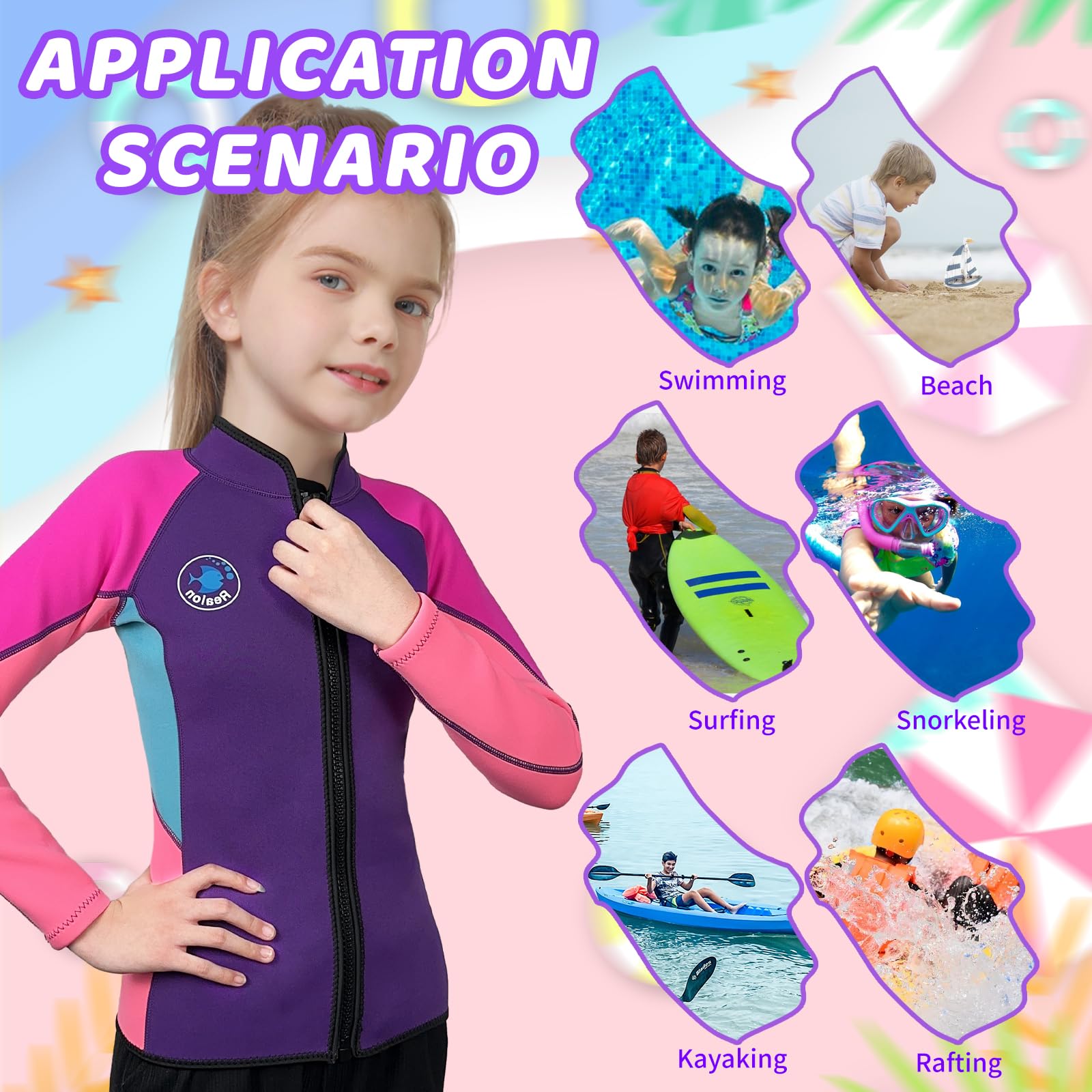 Snapklik.com : Kids Wetsuit Top For Boys Girls 2mm 3mm Neoprene ...