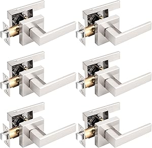 Probrico Interior Brushed Nickel Door Handle, Heavy Duty, Flat Square ...