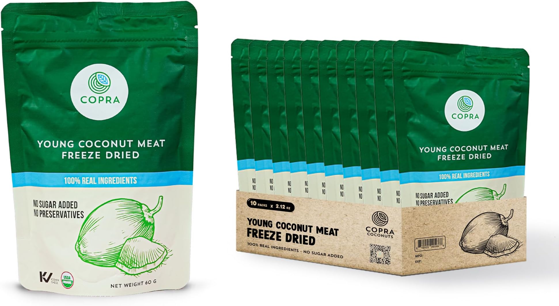 Amazon.com: Copra Young Thai Coconut (Freeze-Dried Meat). Case of 10 ...