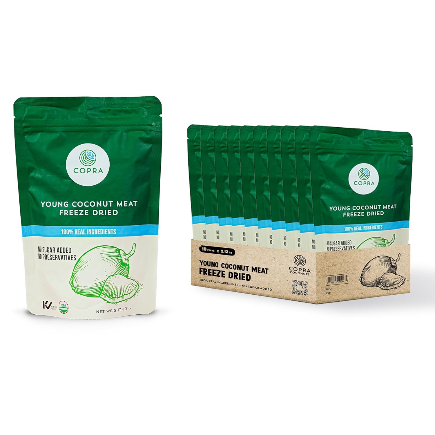 Amazon.com: Copra Young Thai Coconut (Freeze-Dried Meat). Case of 10 ...