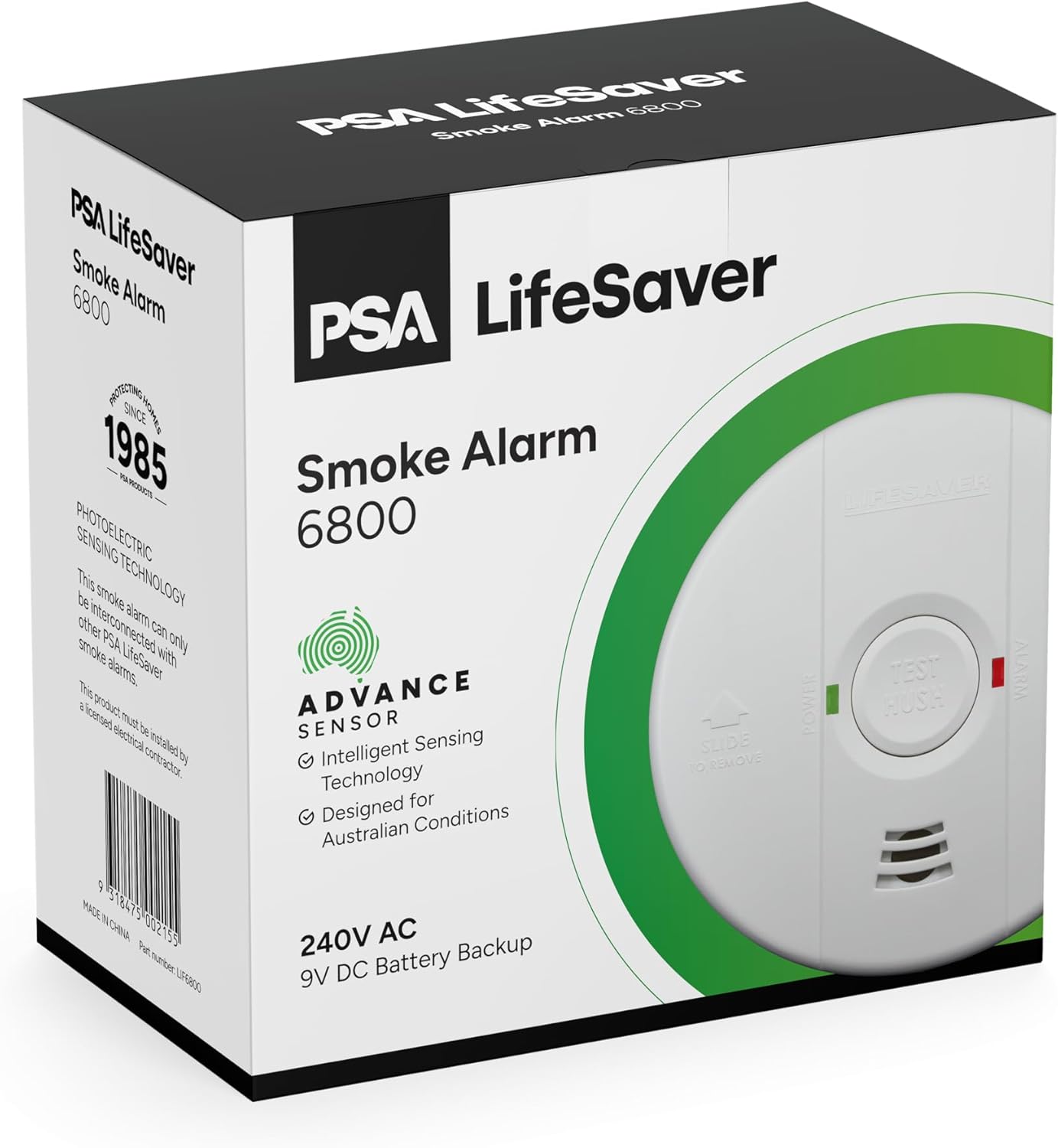 Lifesaver 6800 240V Photoelectric Smoke Alarm with 9V Battery Back Up ...