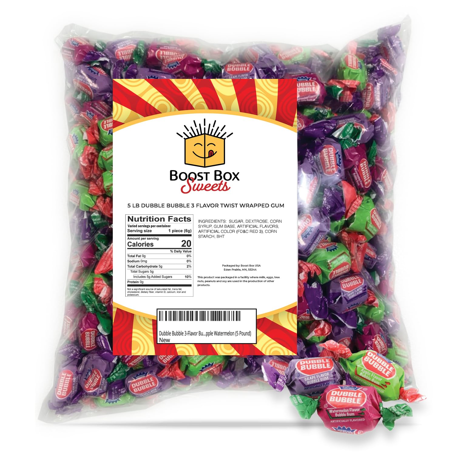 Amazon.com : Dubble Bubble 3-Flavor Bubblegum Individually Twist Wrap ...