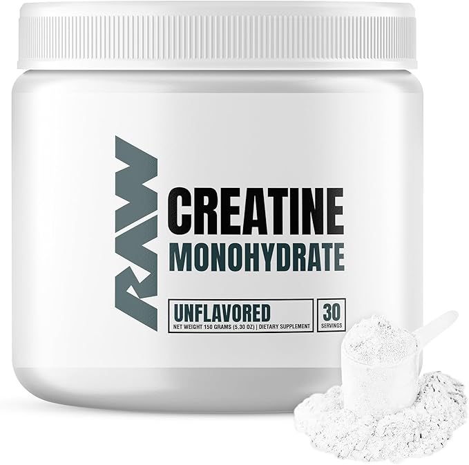 Amazon.com: RAW Nutrition Creatine Monohydrate Powder, Unflavored (30 ...