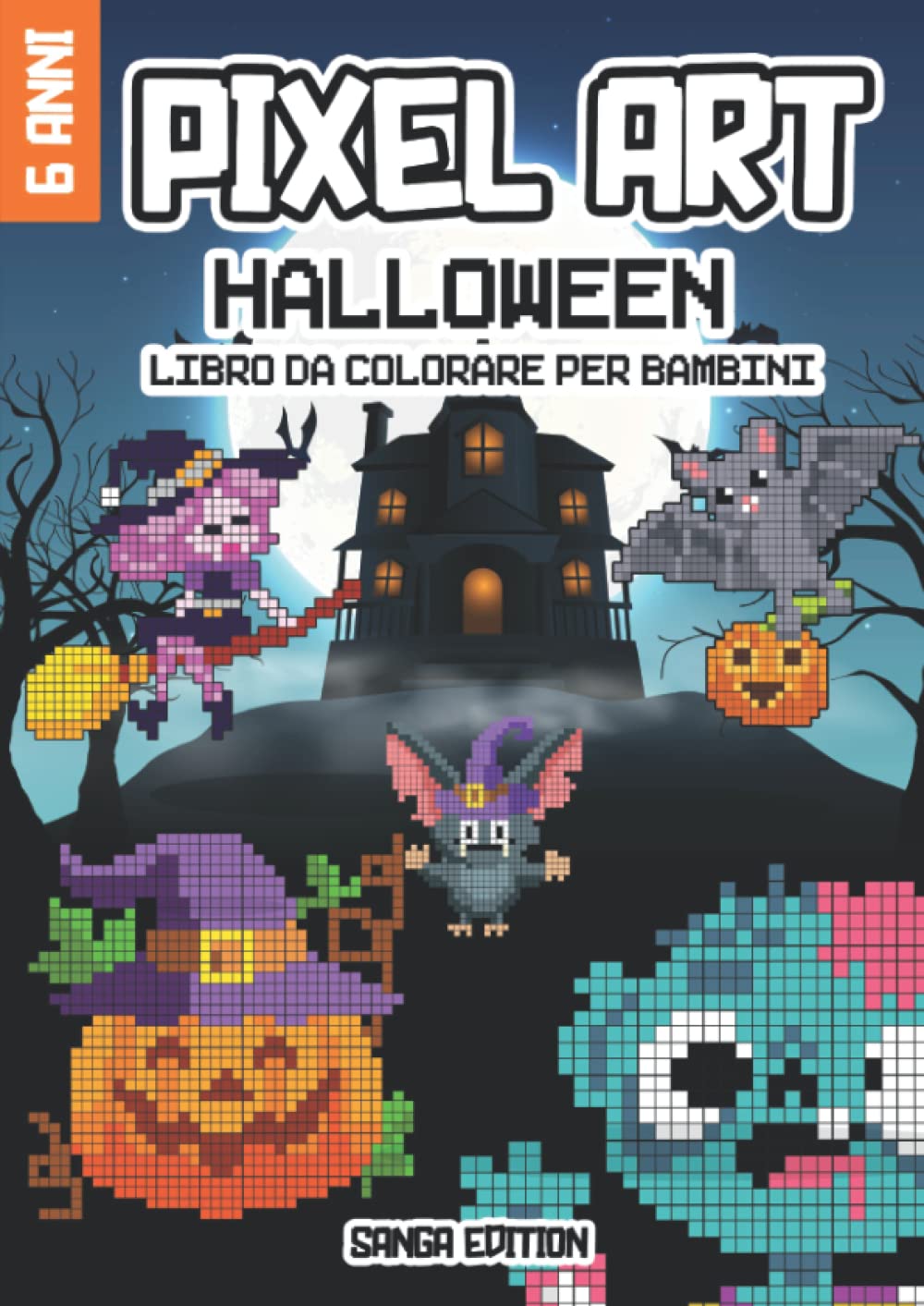 Amazon | Pixel Art - Halloween - Libro da colorare per bambini: 5-6 ...