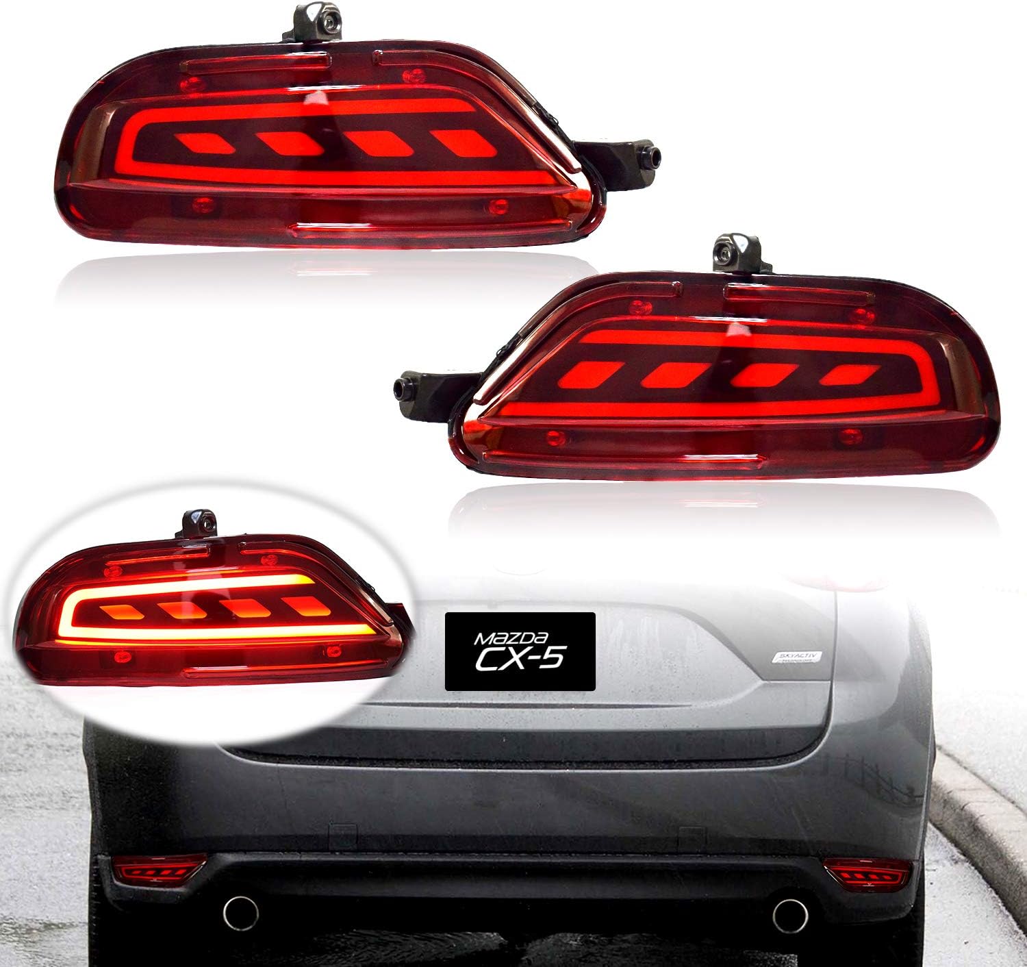 Amazon.com: KE-KE 3D Optic Red Lens Full LED Bumper Reflector Lights ...