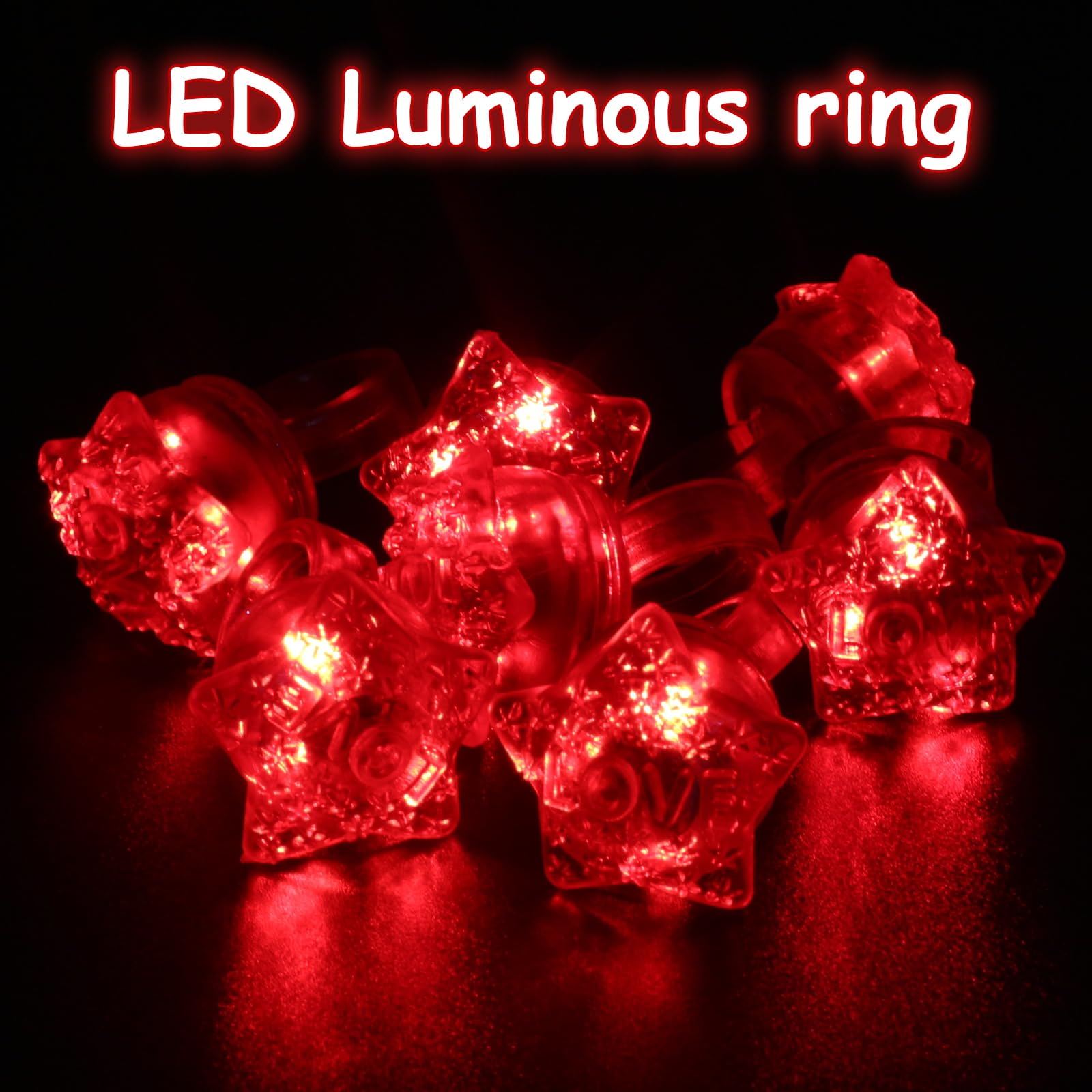 Snapklik.com : NUDALA 24 Pack Red Light Up Star Rings Glow In The Dark ...