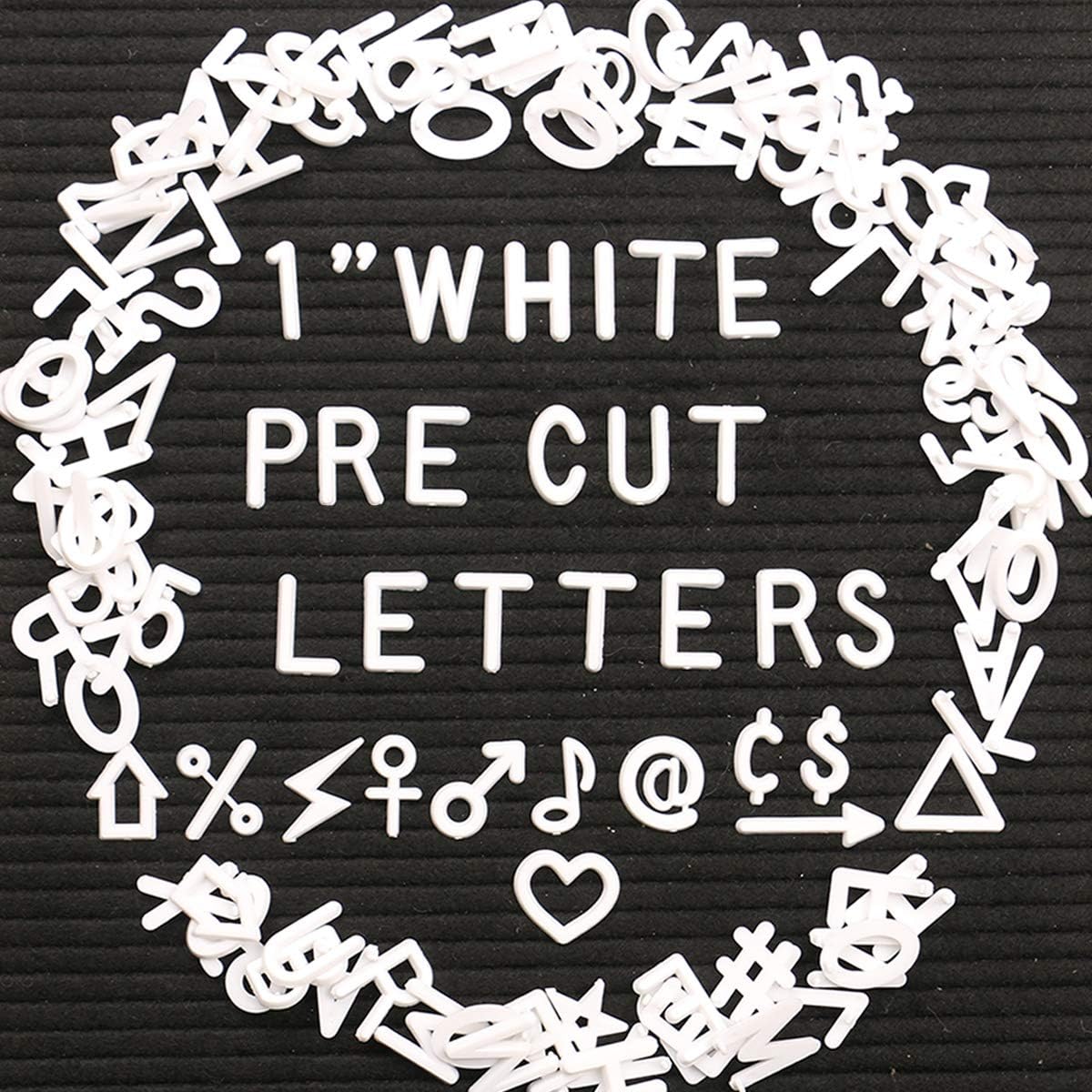 1 Inch Pre-Cut Letters 252 pcs for Changeable Felt Letter Board - White ...