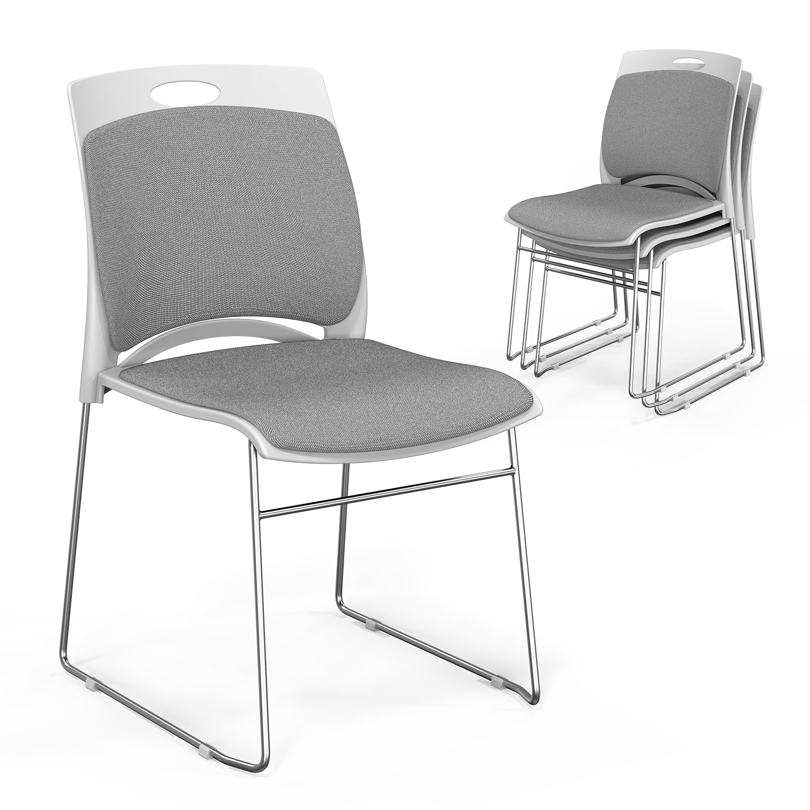 Amazon.com: VINGLI Stackable Chairs Set of 4, Stacking Office Chairs ...