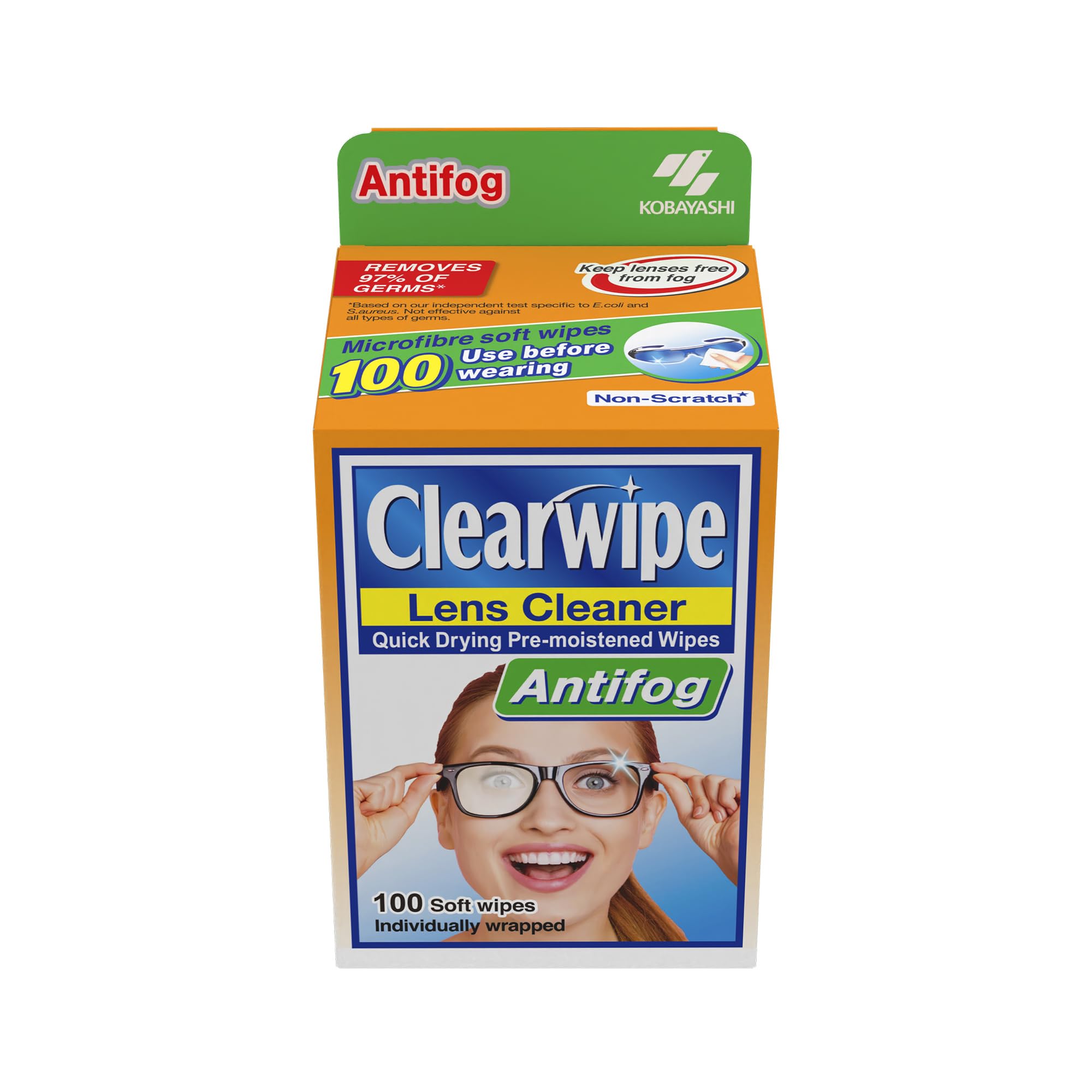 Clearwipe Anti-Fog Lens Cleaner (5 x 20p) - 100 Wipes - Effective ...