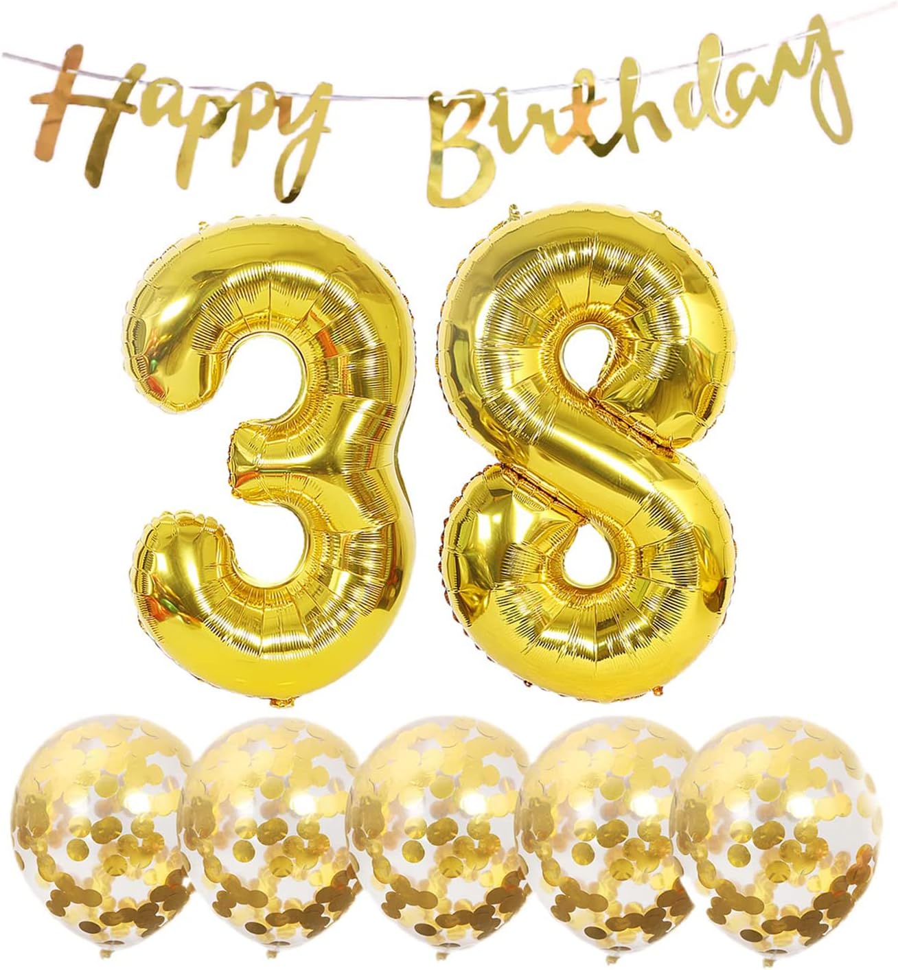 Amazon.com: 38th Birthday Decoration Happy Birthday Banner Balloons 38 ...