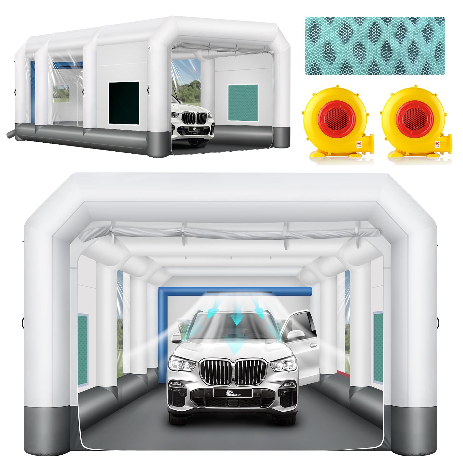 Amazon.com: GORILLASPRO Inflatable Paint Booth 26x15x10Ft,Inflatable ...