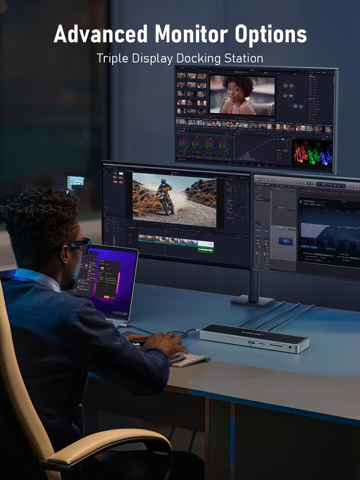 Snapklik.com : Docking Station Dual Monitor For Laptop MacBook, Dell, HP, Lenovo, Surface, 12 In ...