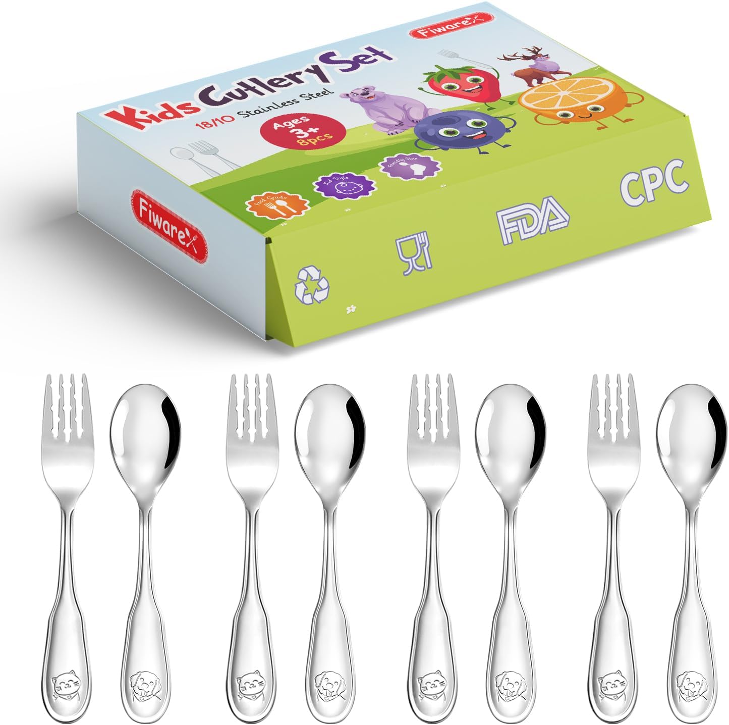Amazon.com: Personalized Kids Silverware Set, Custom Engraved Stainless ...