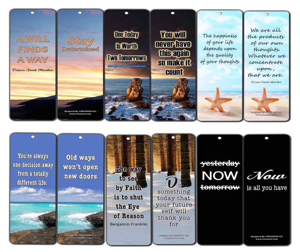 Amazon.com: Creanoso Inspirational Quotes Bookmarks Cards (60-Pack ...