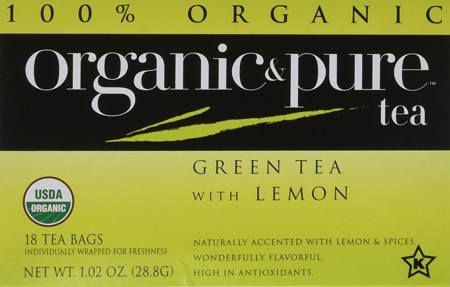 Amazon.com : Organic & Pure Organic Decaf Tea Green with Lemon - 18 Tea ...