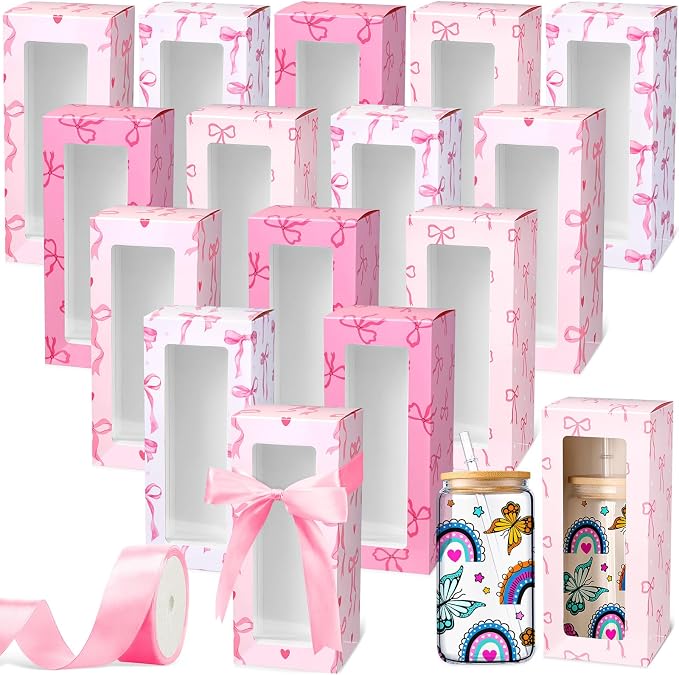 Amazon.com: Honoson 24 Pcs Gift Boxes with Ribbon for Sublimation Glass ...