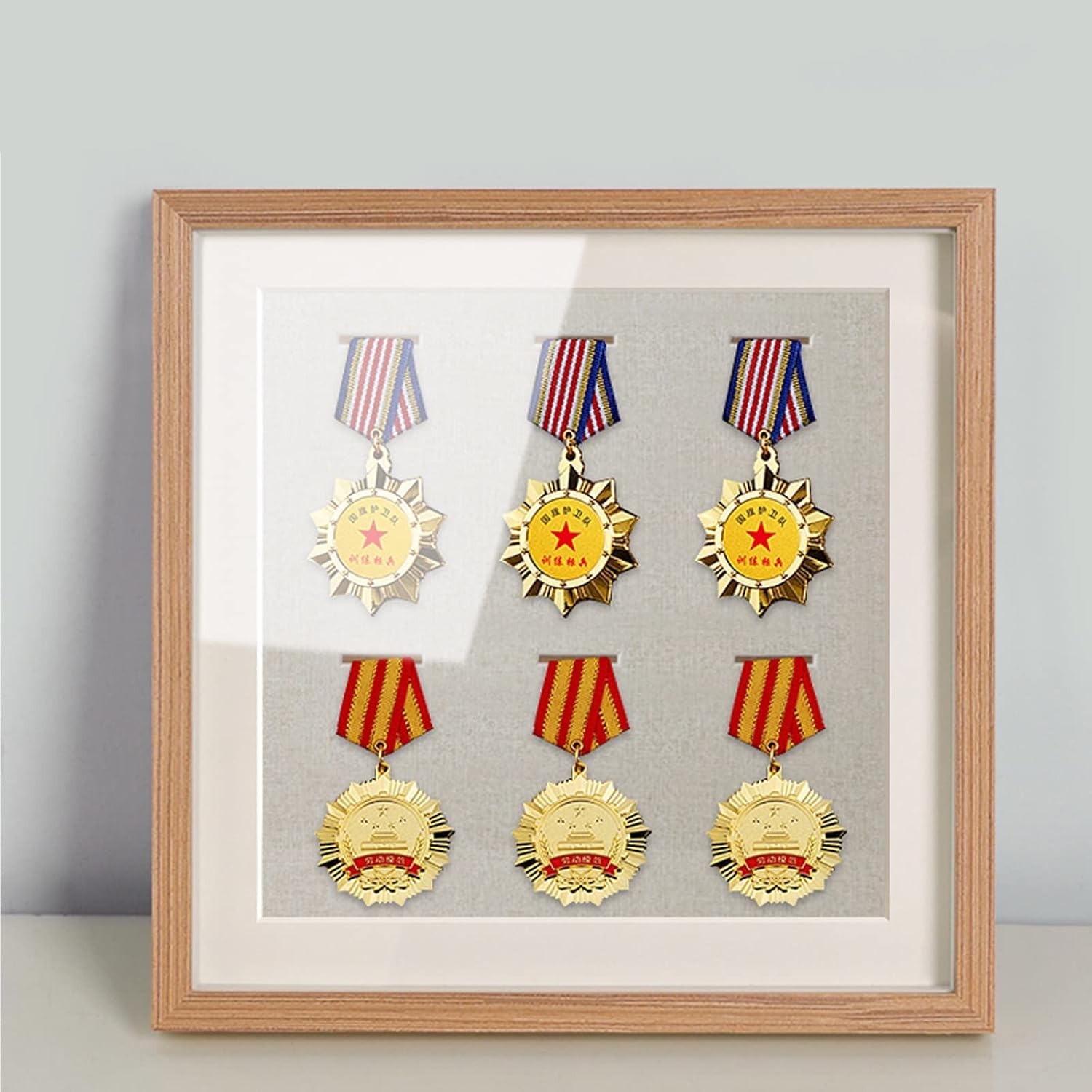 Solid Wood Sport Medal Display Frame, 6 Medals Display Case, Medal ...