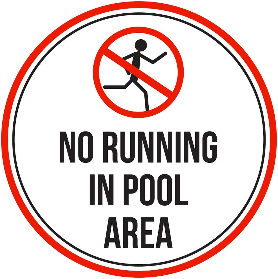 Amazon.com: No Running in Swimming Pool Area Spa Warning Round Sign ...