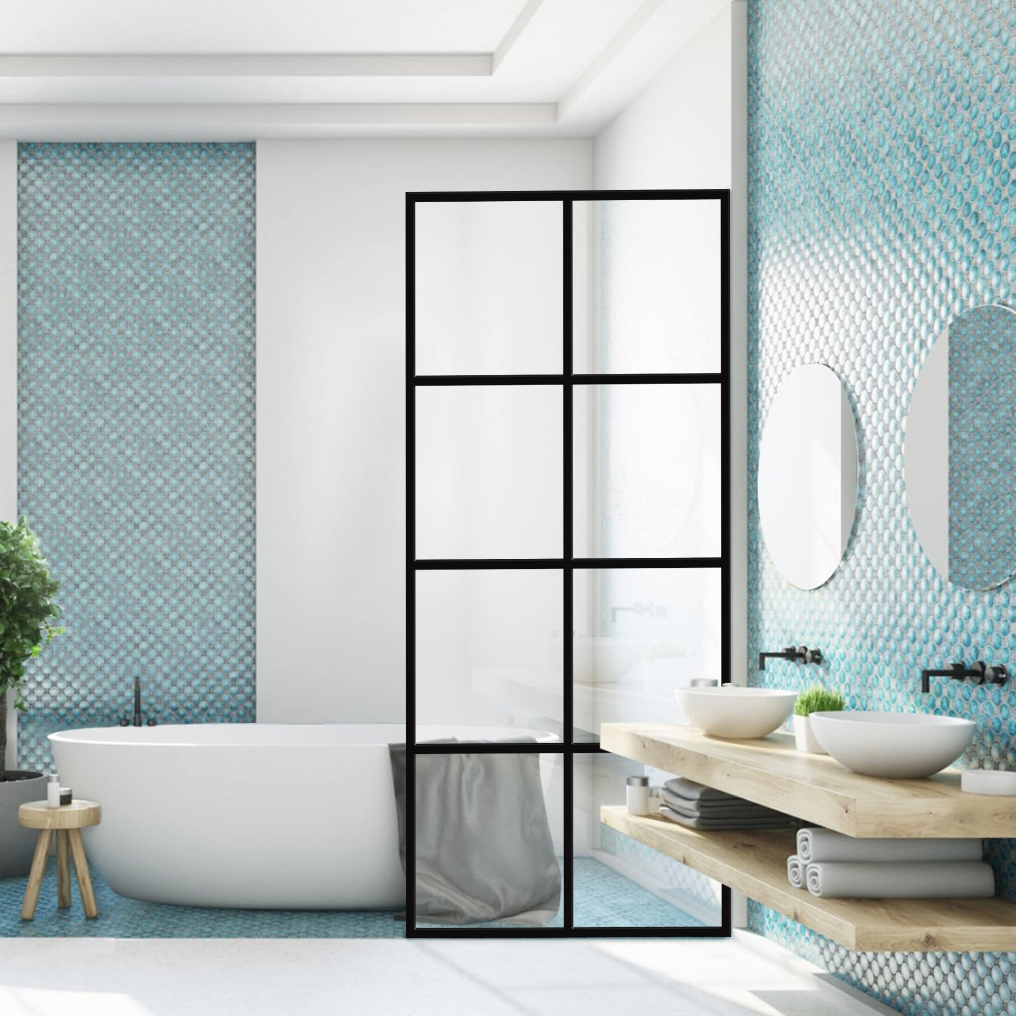 Madeira Series Grid Pattern Shower Screen with EnduroShield 24 X 76 ...