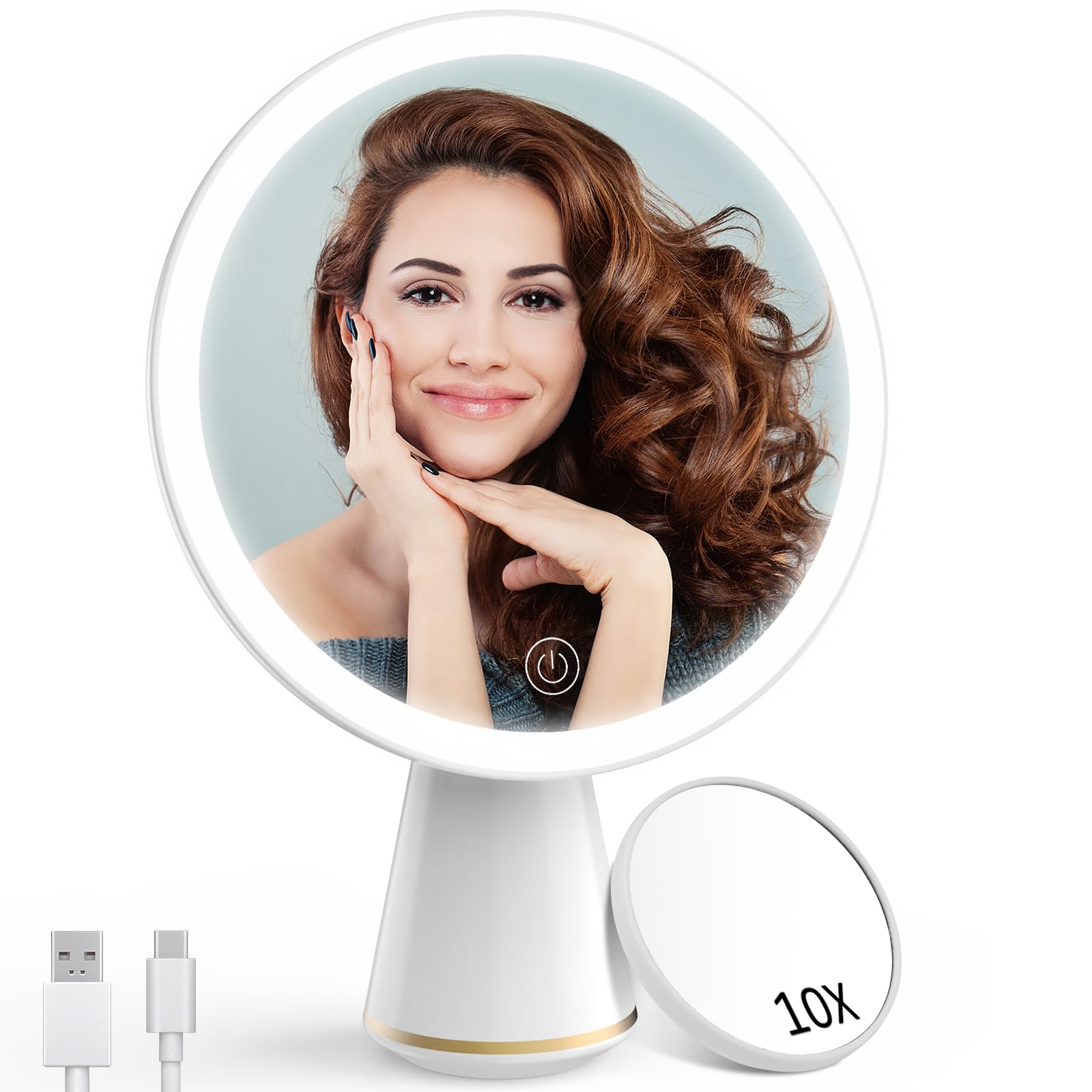 Rechargeable Make up Mirror with Lights and 10x Magnification, Birthday ...
