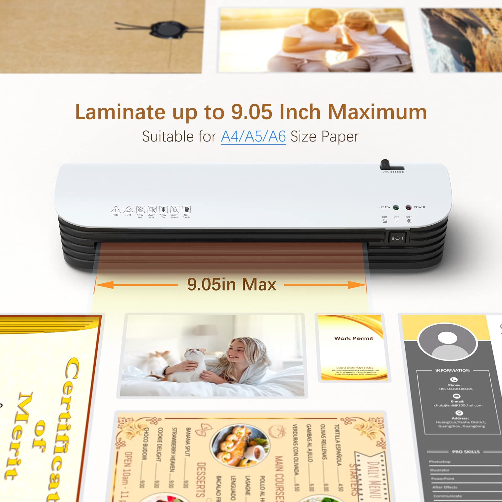 Buy Laminator,9 Inches Small Cold/Thermal Lamination Machine Use for ...