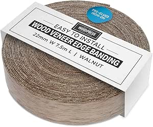 WoodPress® 22mm Genuine Walnut Wood Edge Banding Pre-Glued Veneer - 7 ...
