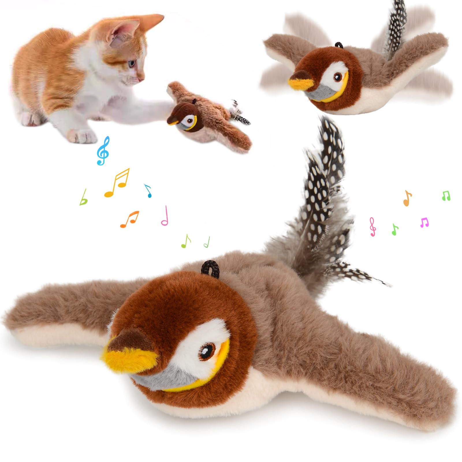 xinrongda Flapping Bird Cat Toy, Flying Bird Toy, Interactive Realistic ...