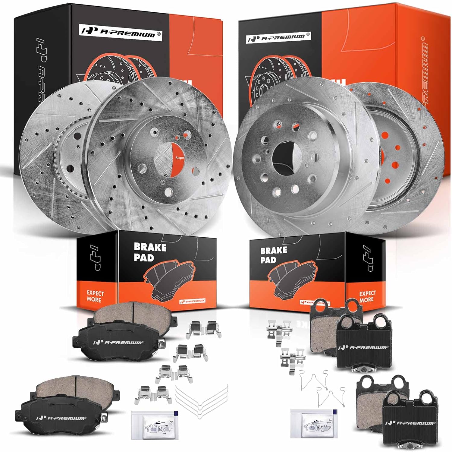 Amazon.com: A-Premium Front and Rear Drilled and Slotted Disc Brake Rotors + Ceramic Pads Kit ...