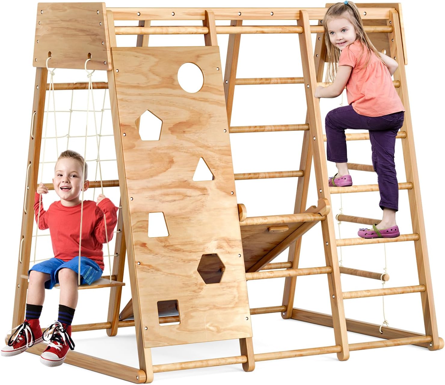 Amazon.com: 8-in-1 Kids' Indoor Playground Jungle Gym,Montessori ...