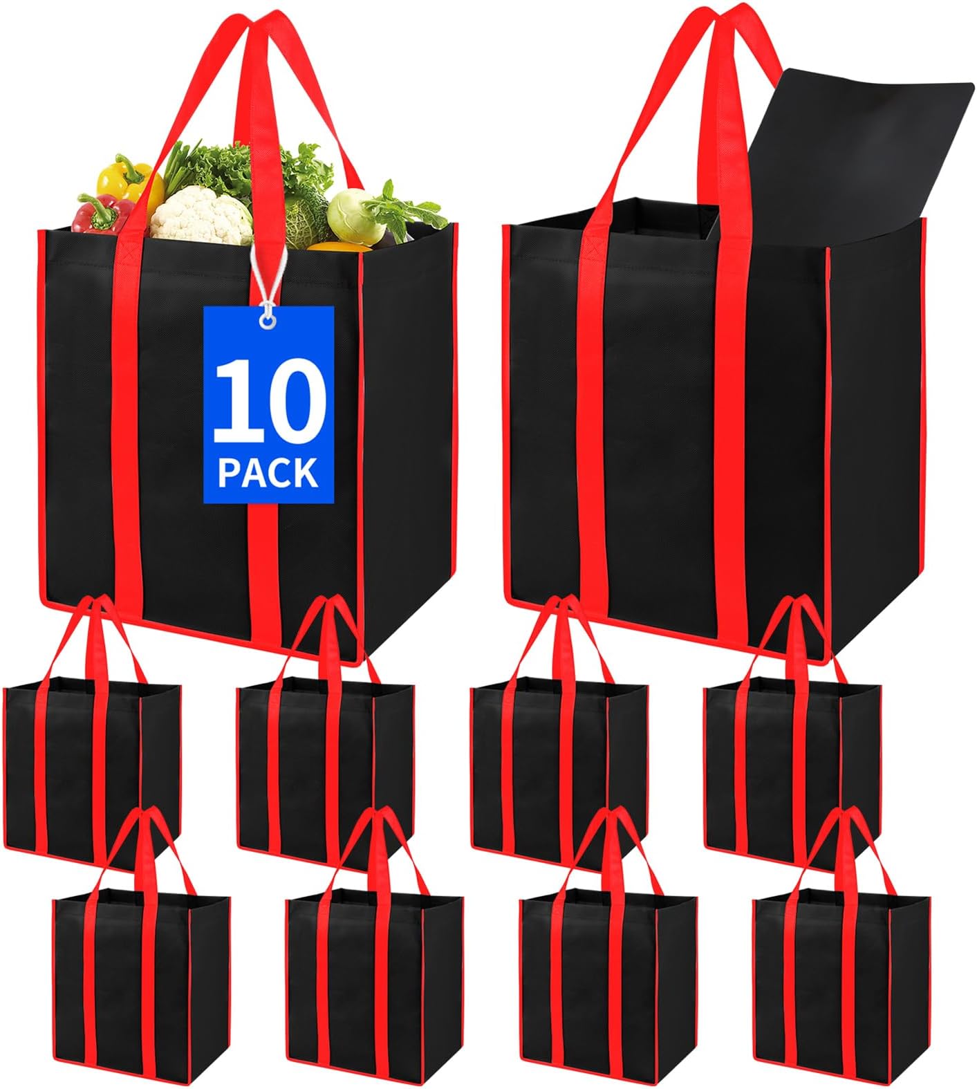 Amazon.com: Tosnail 12 Pack Reusable Grocery Shopping Bags, Large ...