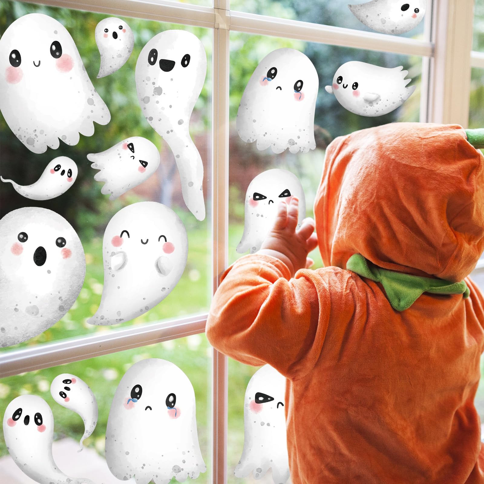 Amazon.com: AnyDesign 9 Sheet Halloween Window Clings Cute Watercolor ...
