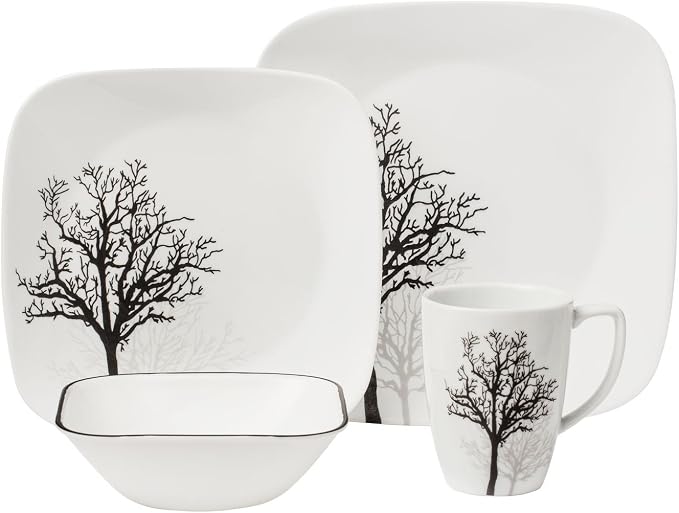 Amazon.com | Corelle Square 16-Piece Dinnerware Set, Timber Shadows ...